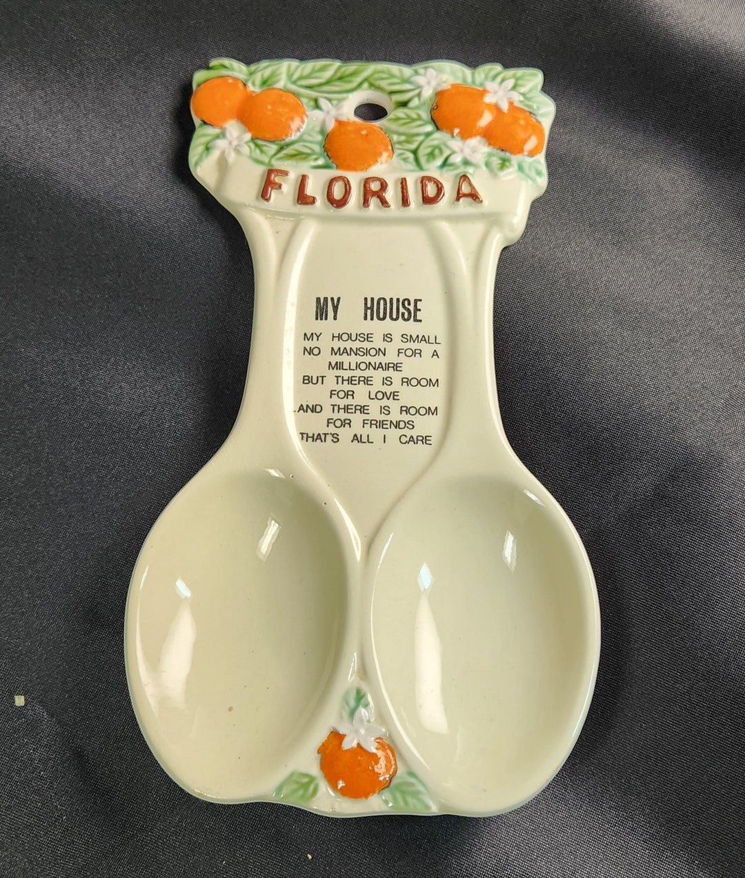 Vintage Ceramic Spoon Rest MCM Florida Oranges Wall Hanging Souvenir - Etsy
