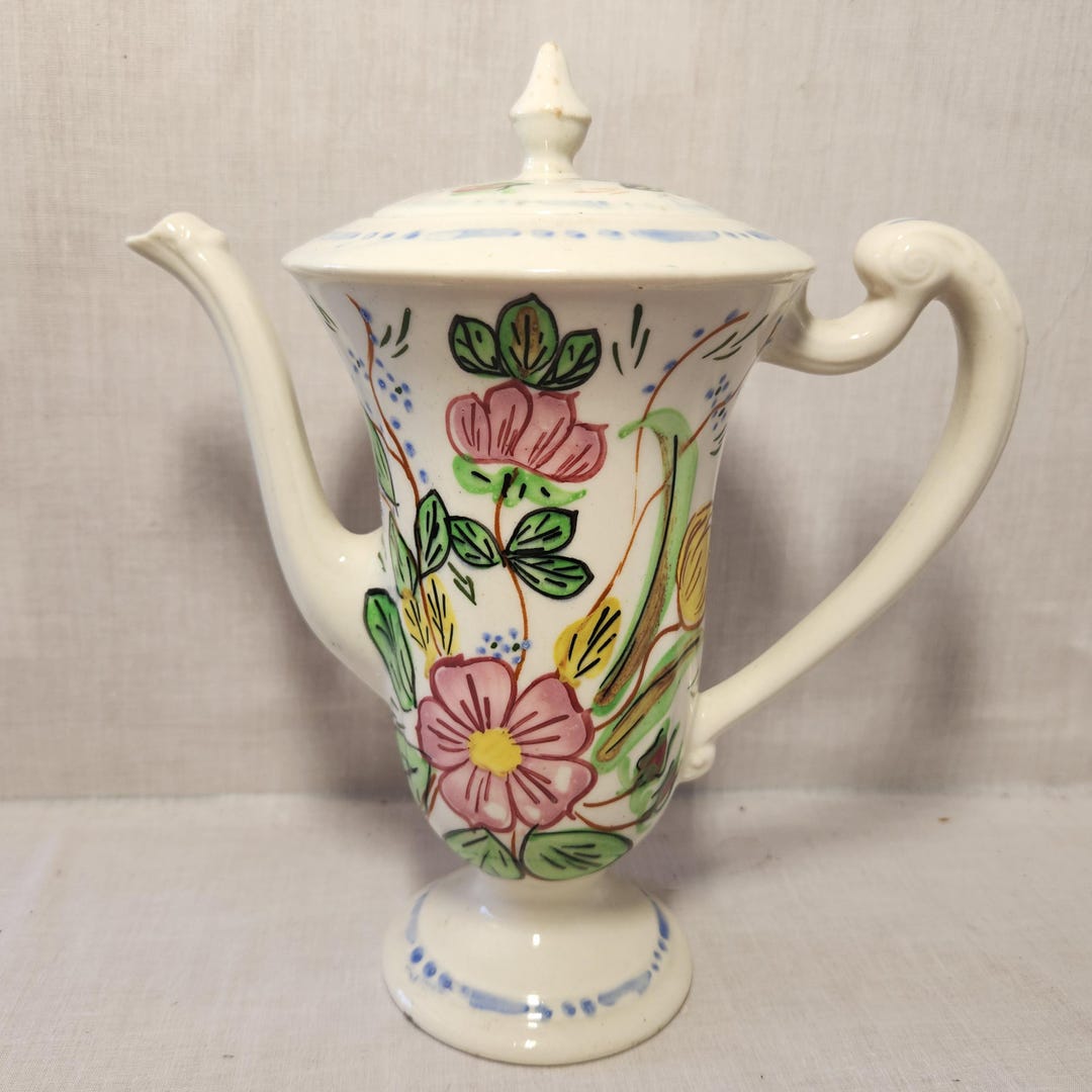 Vintage Blue Ridge Rose Marie Chocolate Pot - Southern Potteries Teapot ...