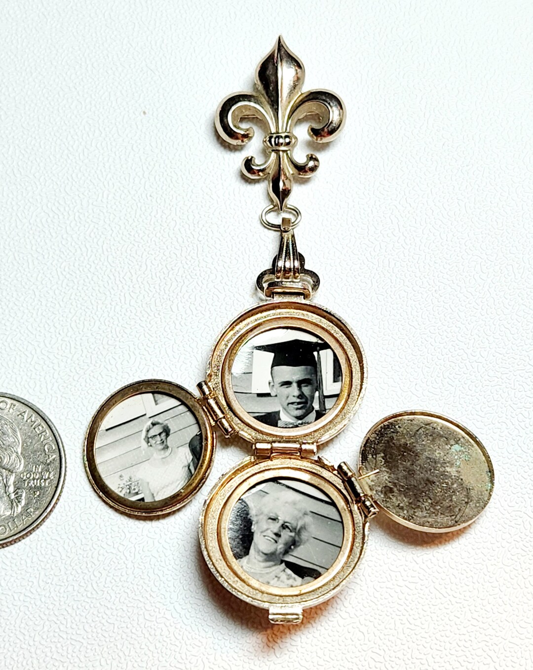 Vintage MCM Multi Photo Picture Locket Fluer Di Lis Pin Brooch - Etsy