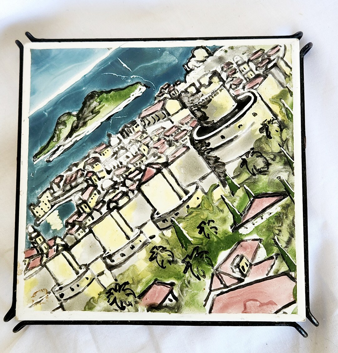 Vintage Titov Veles Yugoslavia Hand Painted Tile Trivet Wire Frame - Etsy
