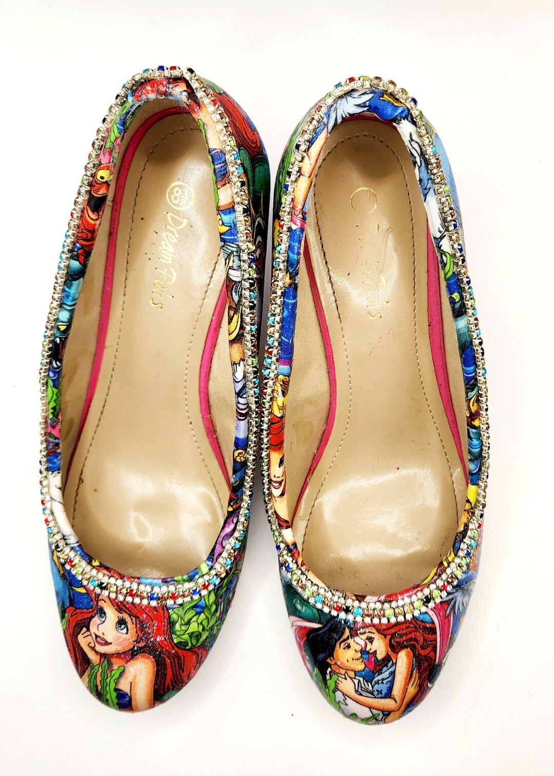 Mermaid Ariel Shoes Decoupage Fabric Custom Rhinestone Wedding Prom ...