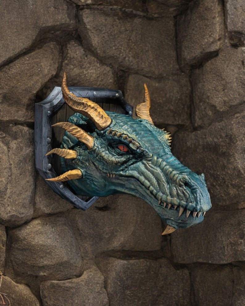Western Dragon Head Trophy - Exquisite 3D Printed Fantasy Decor - Ready ...