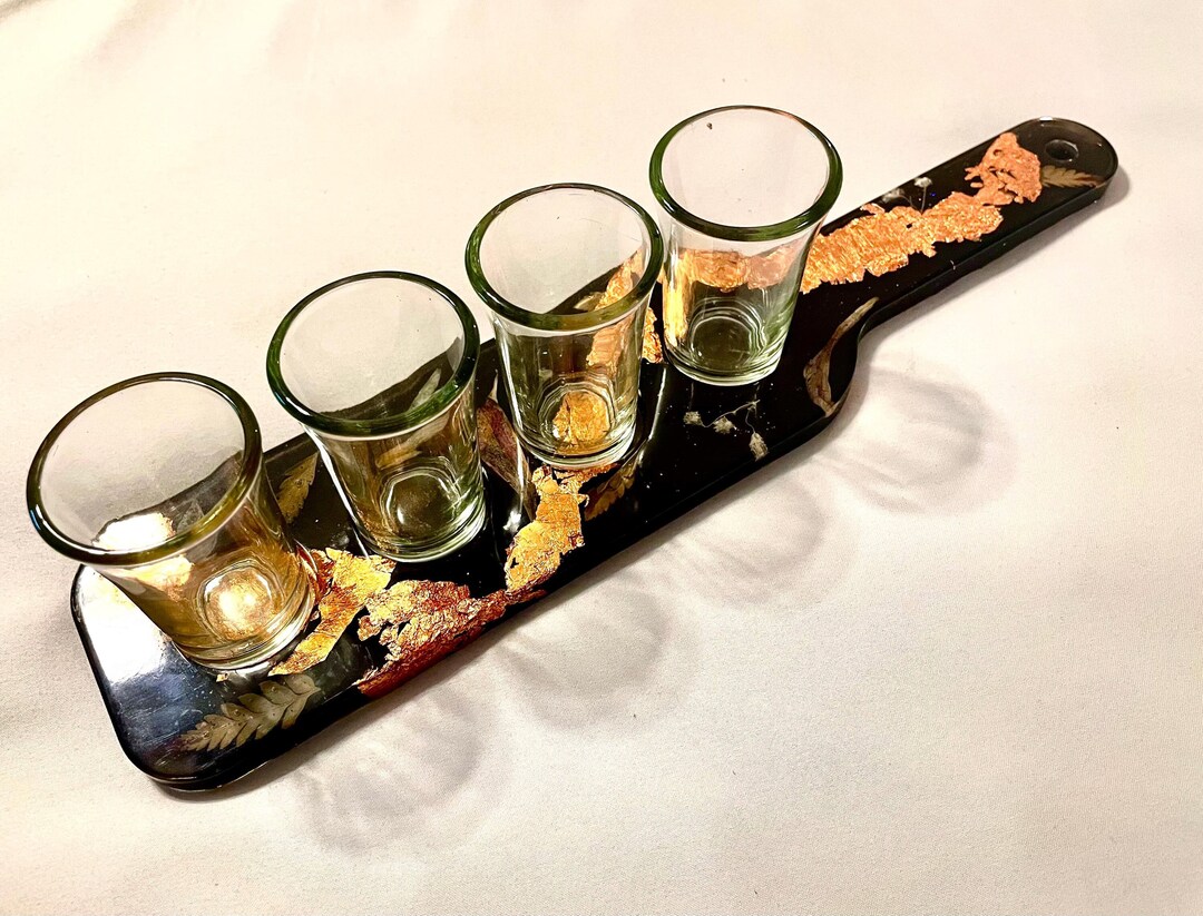 Beautiful Custom Resin Shot Glass Holder Tray, Made With Real Flowers ...