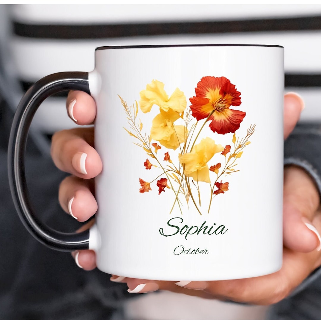 Custom Birth Flower Mug 11oz,plant Mom Mug,mother's,valentine's Day ...