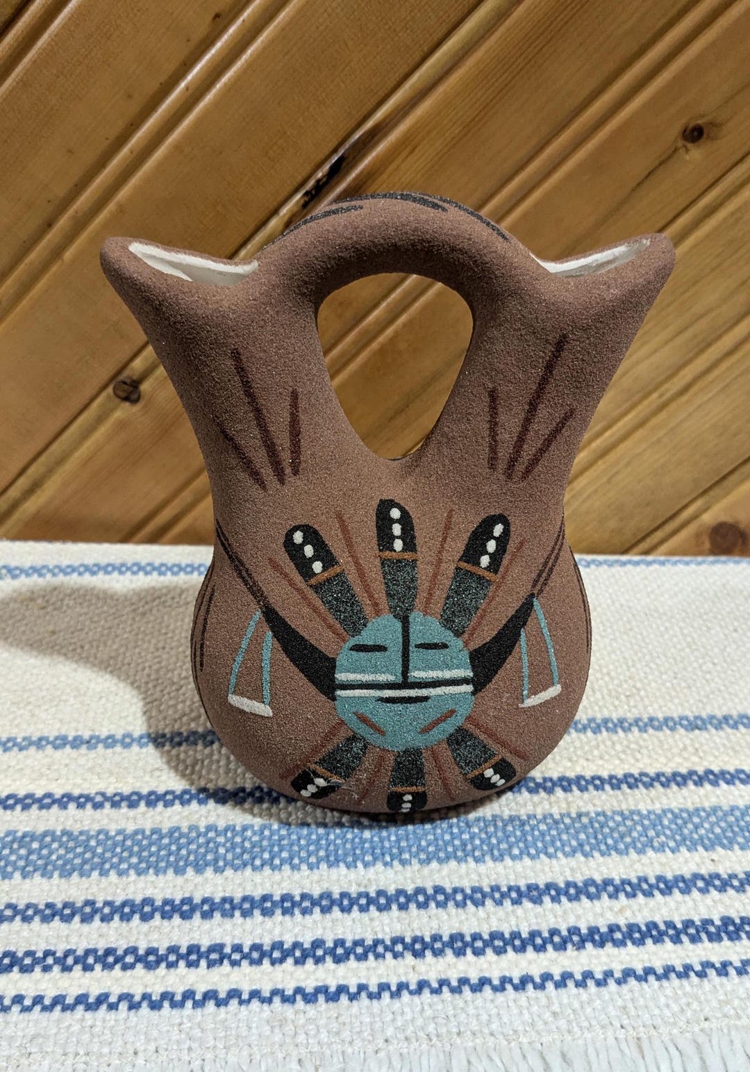Vintage Native American Sand Painting Pottery Vase - Etsy