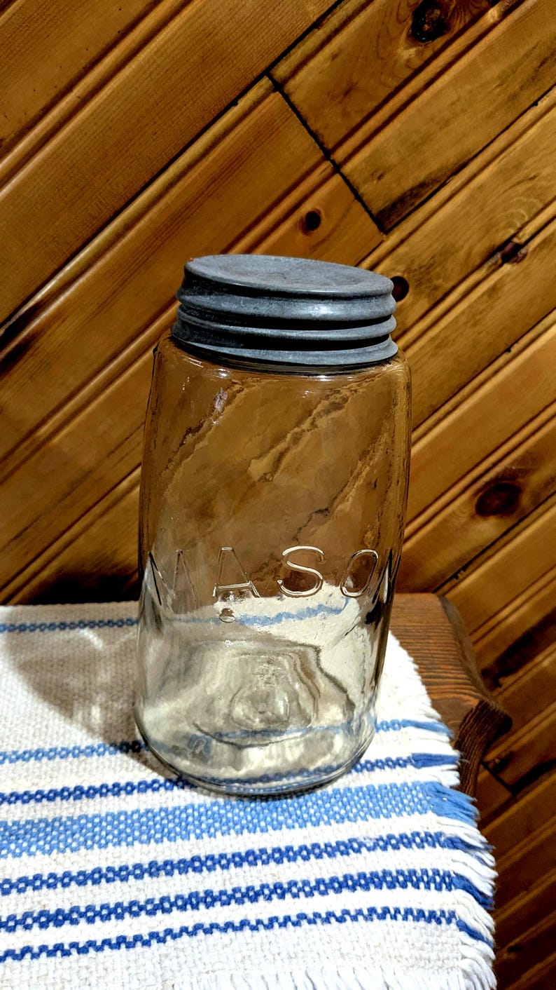 Antique Swirled Mason Jar: Light Green Glass, Block Letter - Etsy