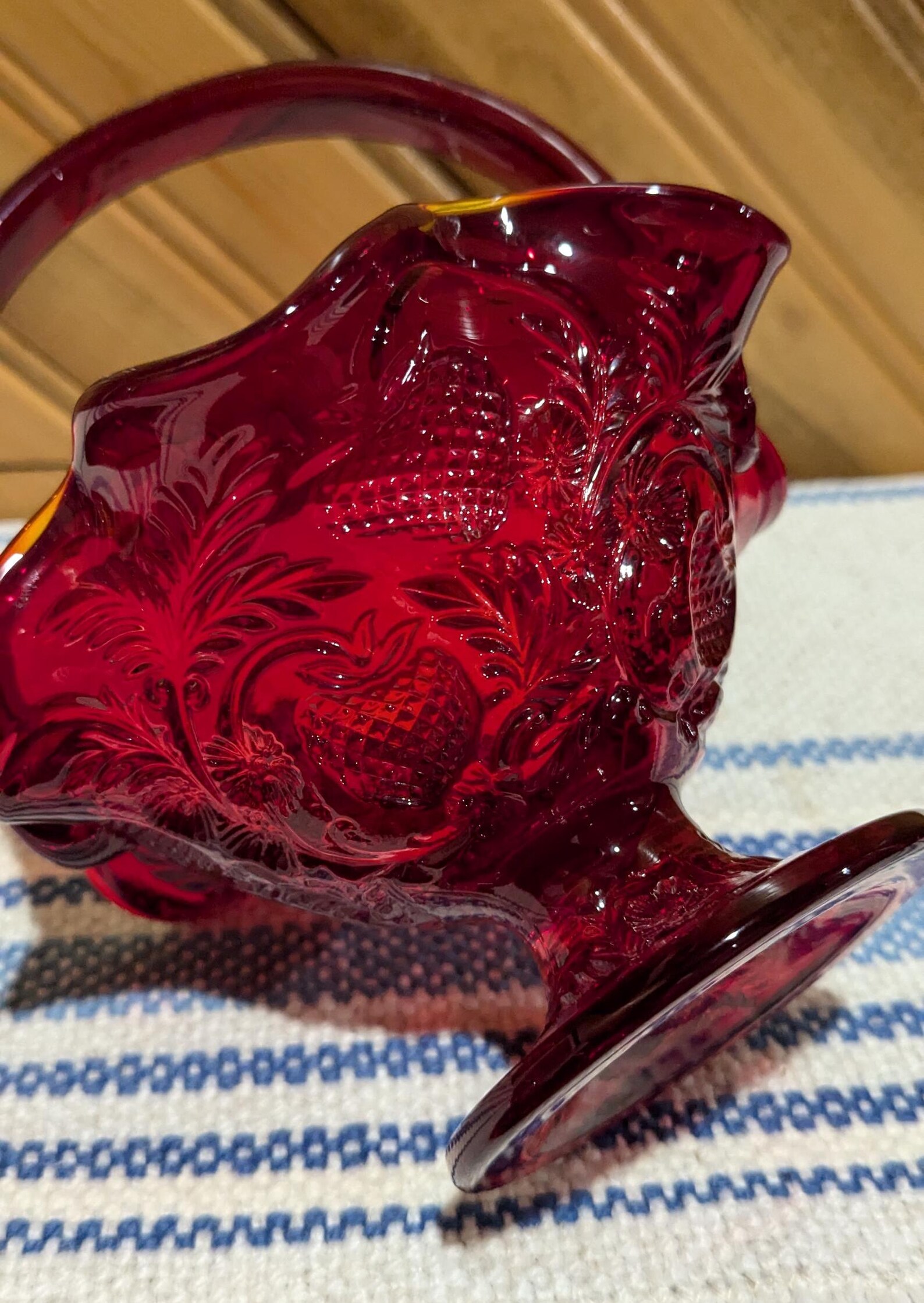Vintage, Hand Made, Fenton Art Glass, Ruby Red, Strawberry Pattern ...