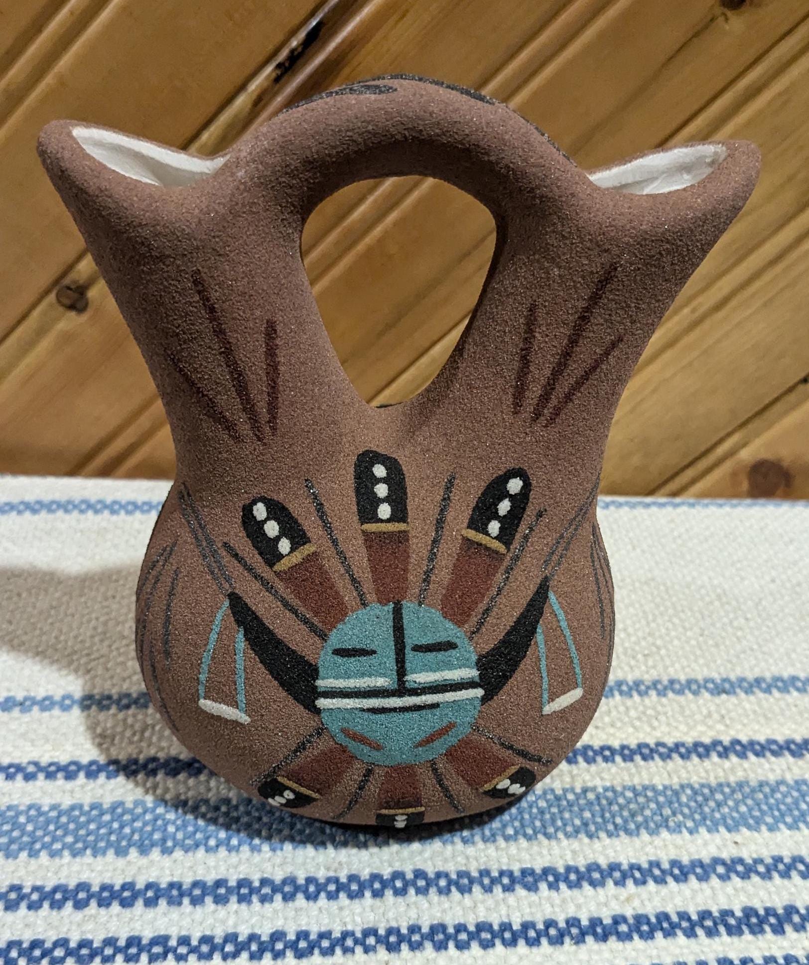 Vintage, Native American, Sand Painting, Crushed Seeds, Grain, Pottery ...