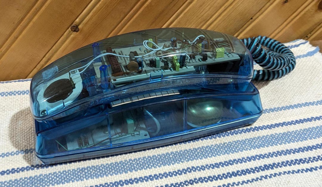 1980s Vintage Transparent Clear Blue Landline Telephone - Etsy