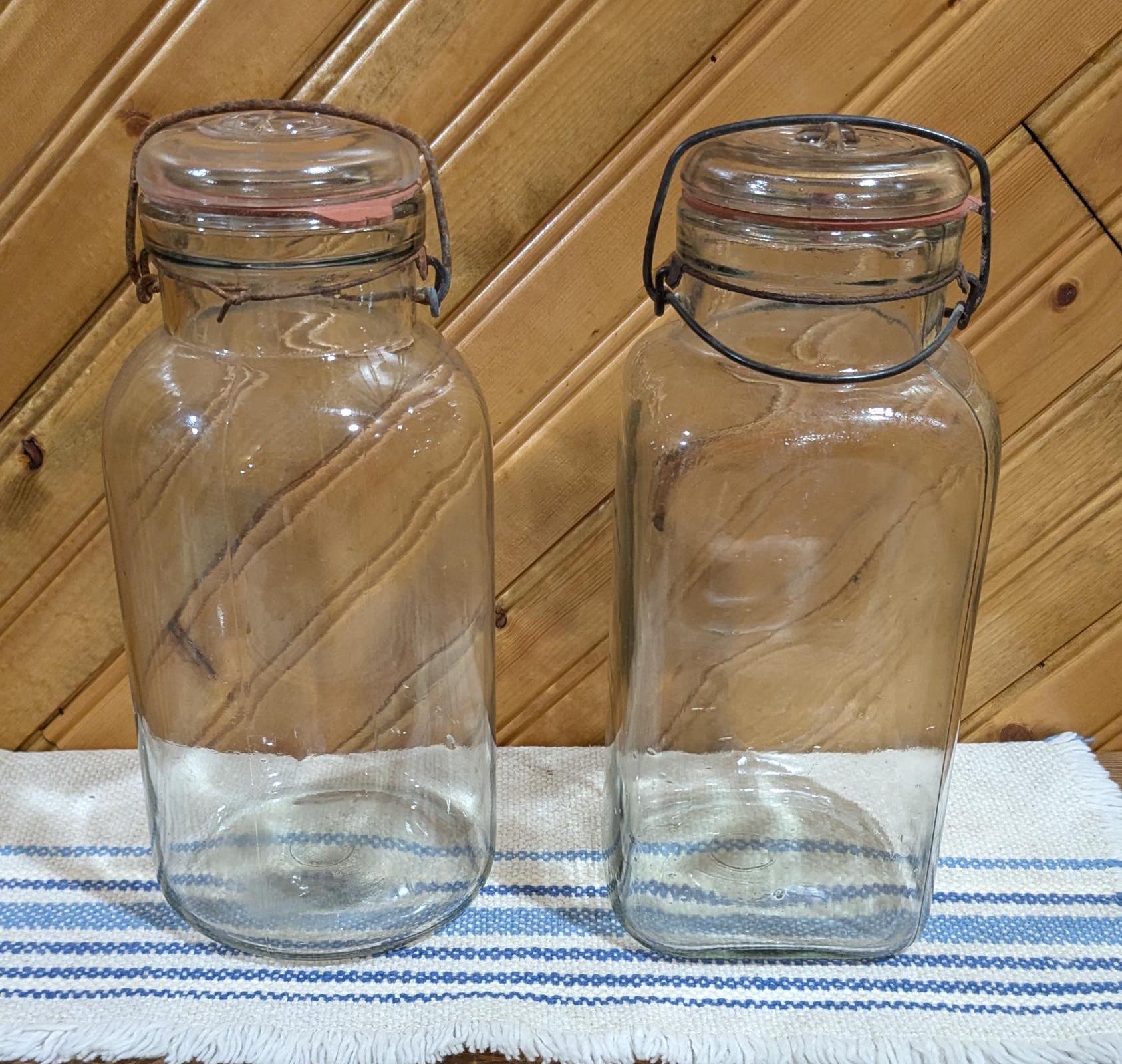 Vintage, 1/2 Gal, Round, Unmarked, Half Gallon, Glass Top, Storage ...