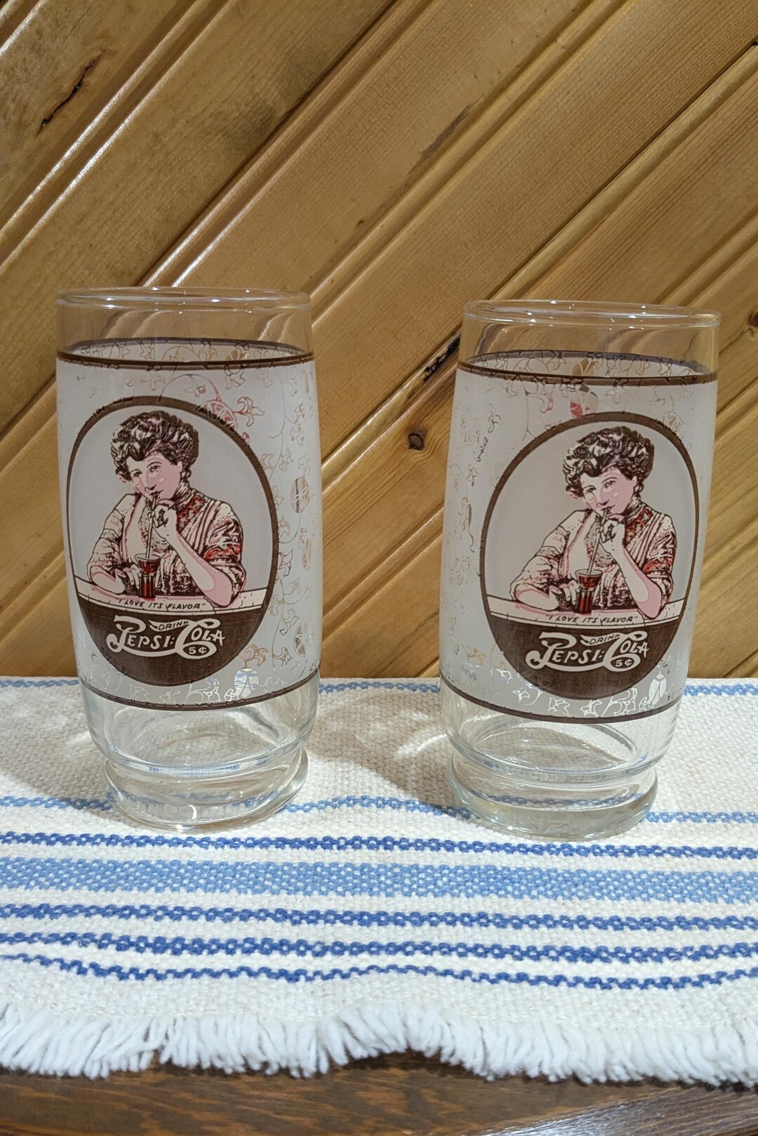Vintage, Pepsi, Victorian Lady, I Love Its Flavor, Frosted, Pepsi Glass ...