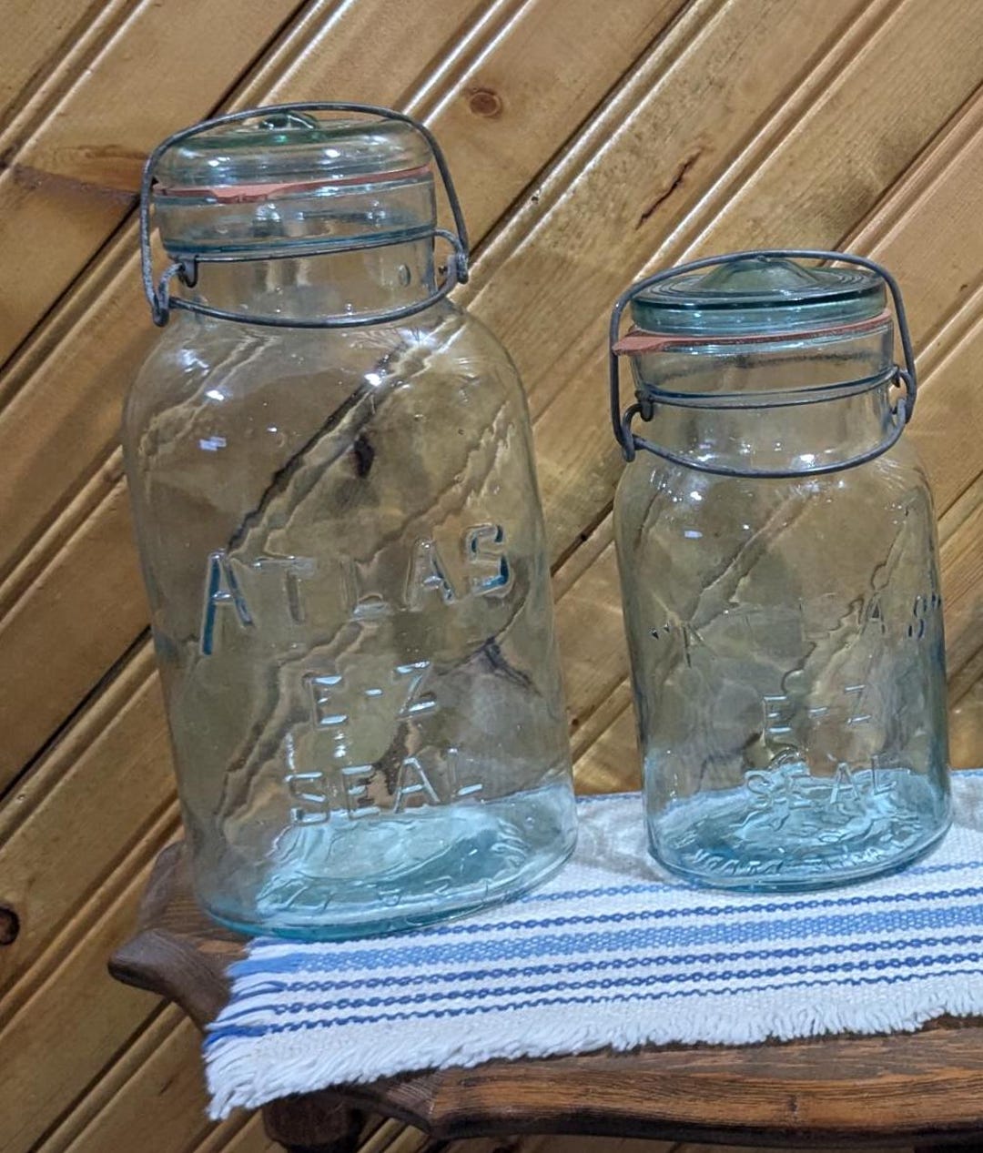 Vintage, Atlas, 1/2 Gal, Qt, Pt,jars 1920s, 30s, Atlas E-Z Seal, Strong Shoulder 1/2 Gal, Qt ...