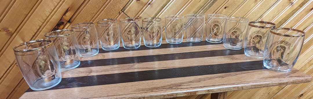 Vintage Set of (12) Barrel Shaped Coors Beer Taster Glasses Gold Logo ...