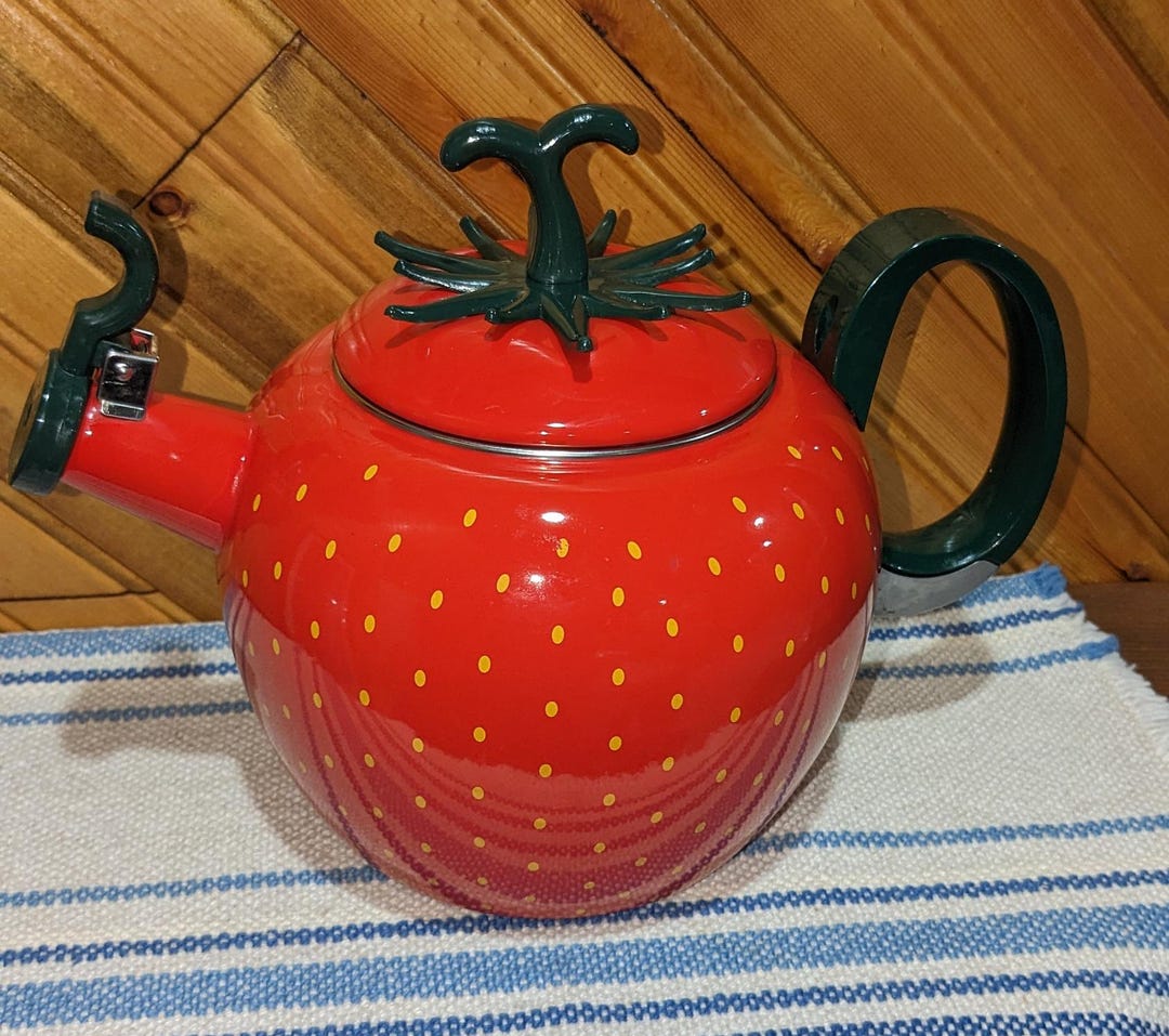 Rare, Vintage, 1993, Kamenstein, Enamel Strawberry, Tea Kettle, Teapot ...