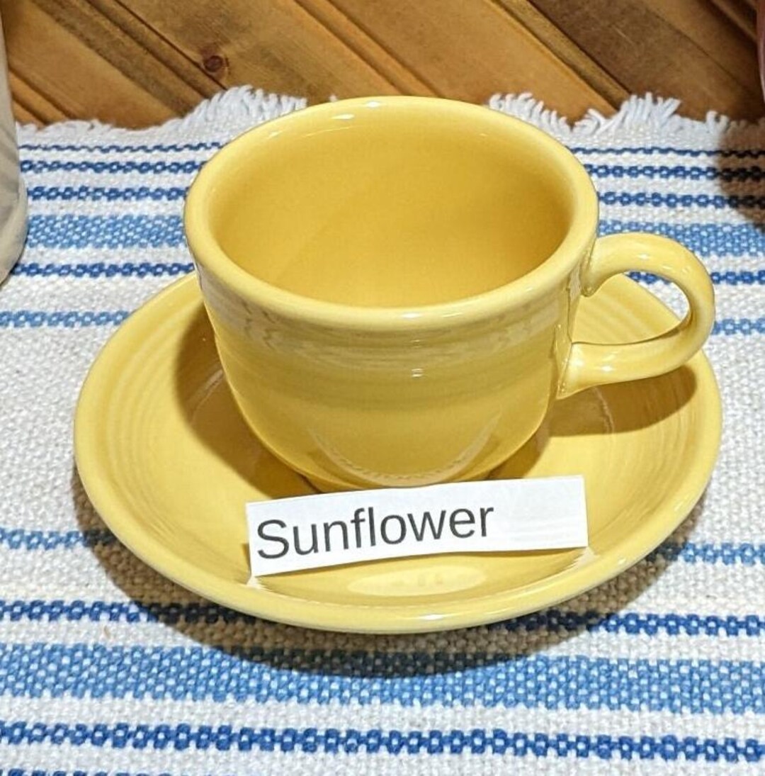 Fiestaware Sunflower Cup and Saucer - Etsy