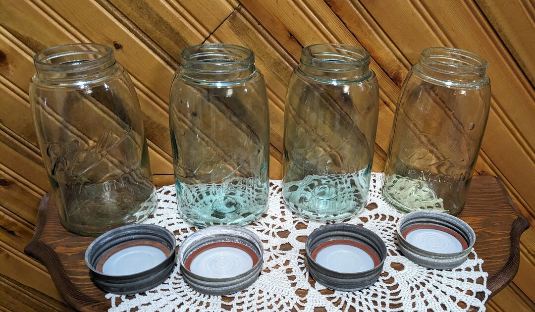Antique 1910 Qt Ball Mason Blue and Green Jars With Seeds - Etsy