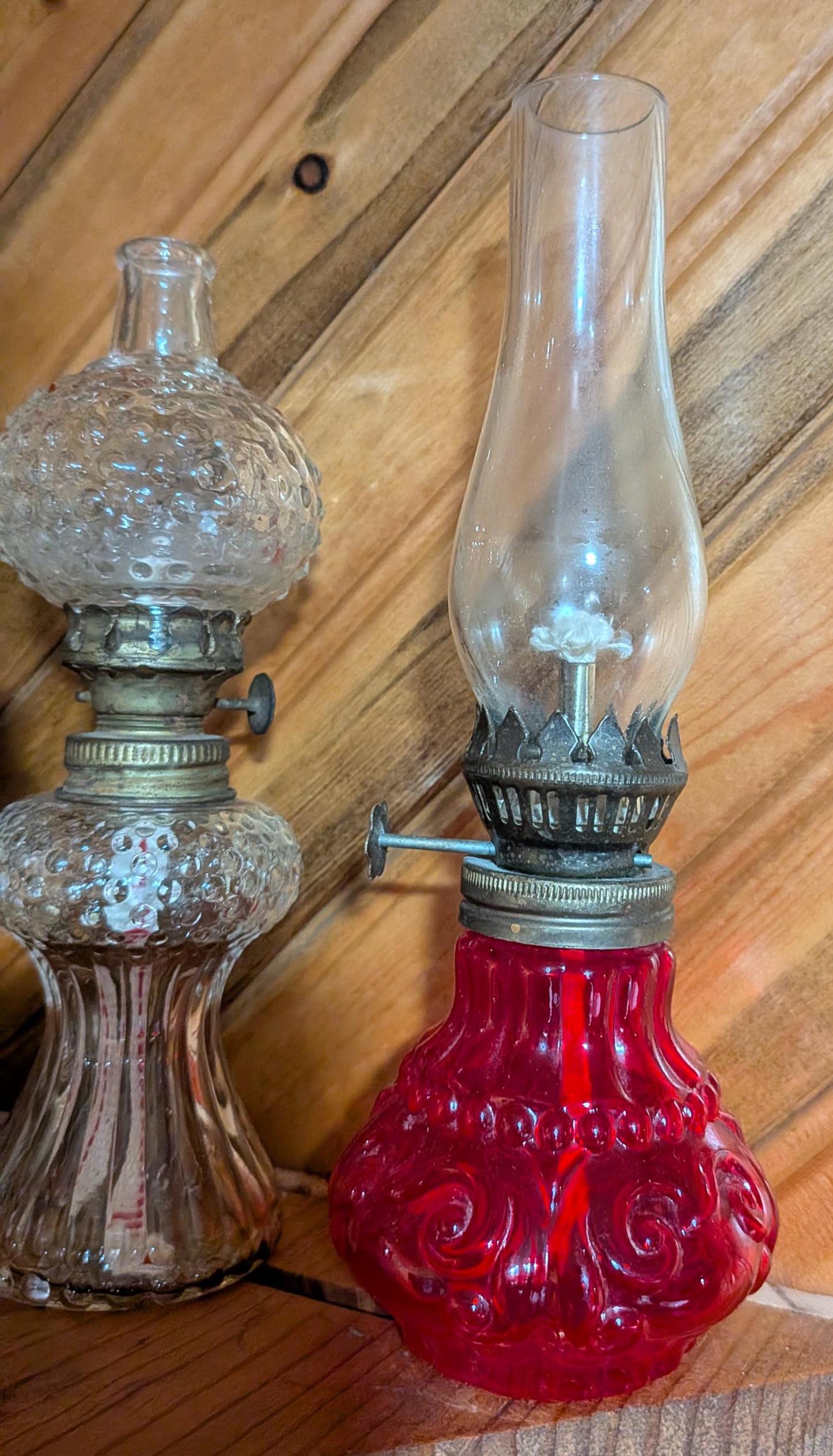 Antique, Vintage, Small, Clear Glass, Hobnail, Ruby Red Finger ...