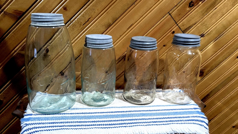 Antique Swirled Mason Jar: Light Green Glass, Block Letter - Etsy