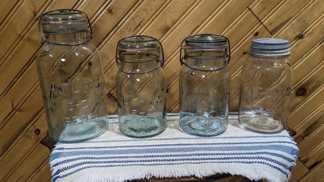 Vintage, 1/2 Gal Qt Jars, 1920s, 30s, Atlas E-Z Seal and Strong Shoulder 1/2 Gal and Qt Jars ...