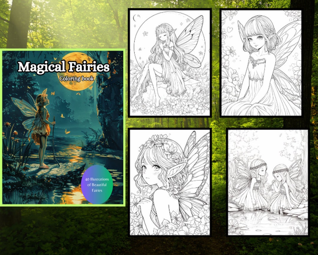 Magical Fairies Coloring Book: 38 Fantasy Illustrations (PDF Files) - Etsy