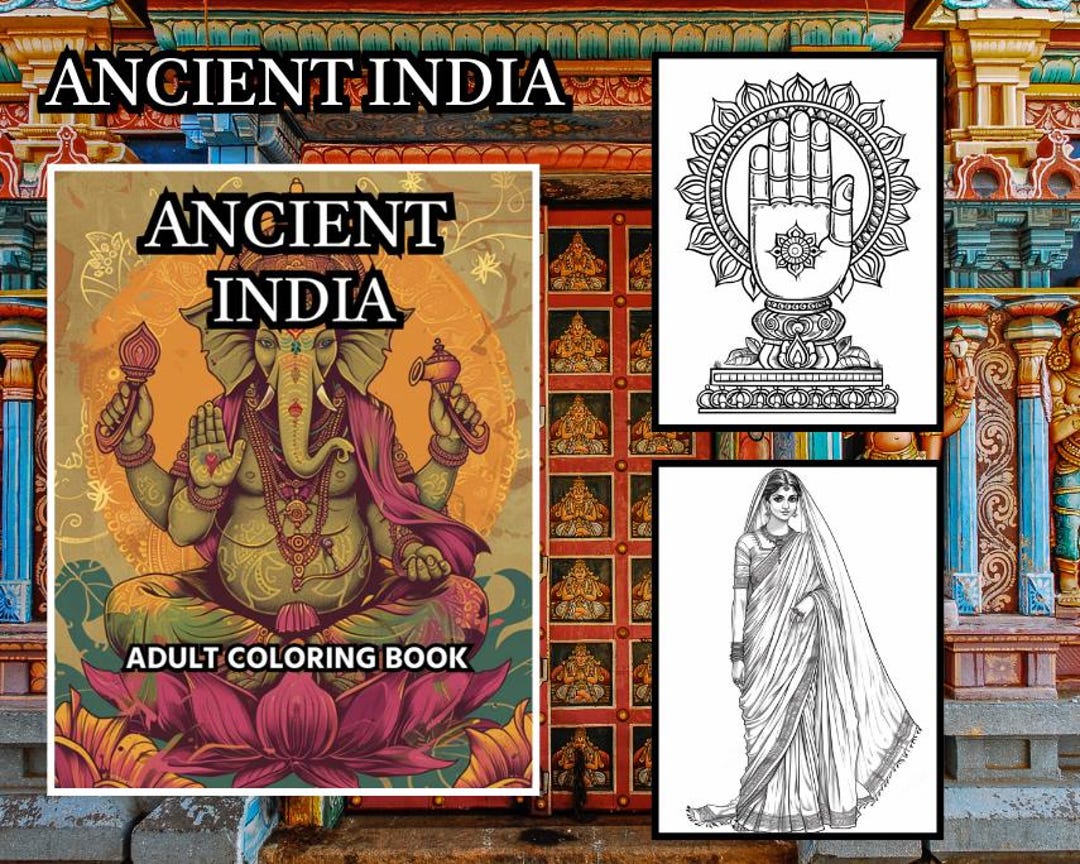 Ancient India: 40 Vibrant Images, Adult Coloring Book - Etsy
