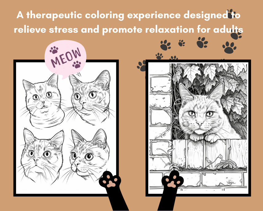 Cute Cats Amazing Coloring Book: Stress Relief and Relaxation Adult ...