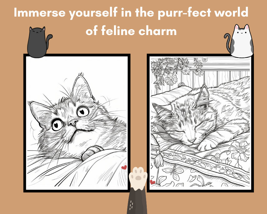 Cute Cats Amazing Coloring Book: Stress Relief and Relaxation Adult ...