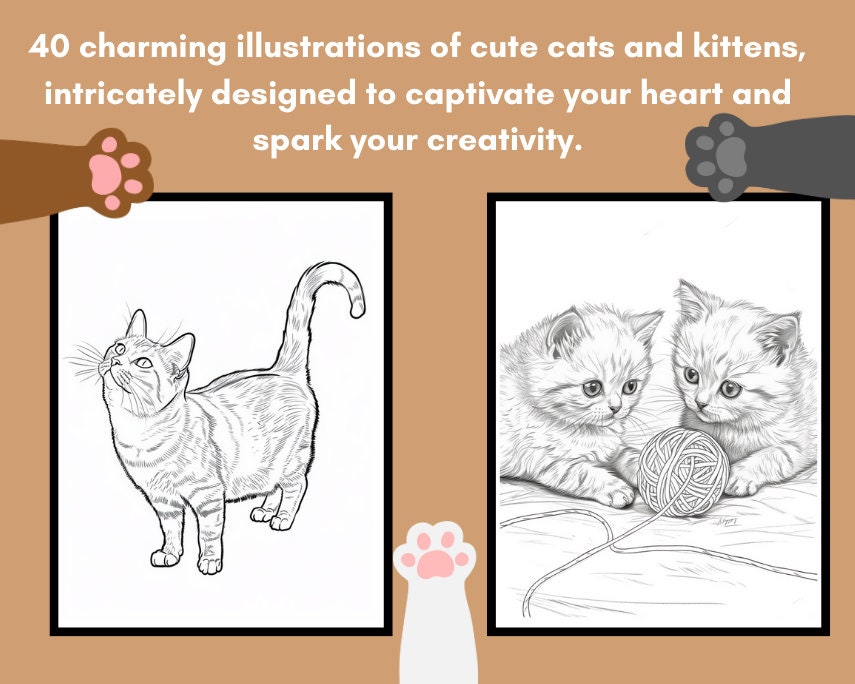 Cute Cats Amazing Coloring Book: Stress Relief and Relaxation Adult ...