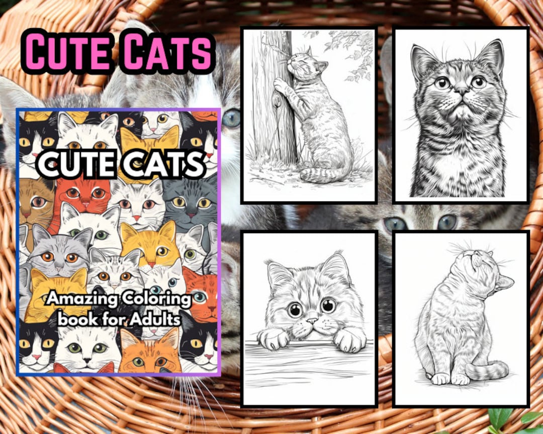 Cute Cats - Amazing Coloring Book: Stress Relief and Relaxation Adult ...