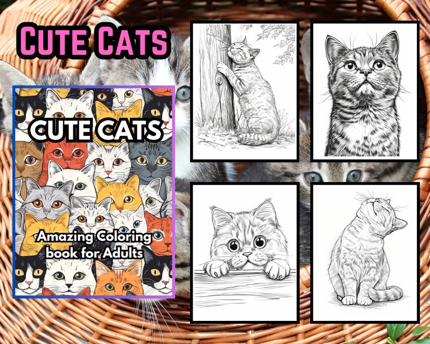 Cute Cats - Amazing Coloring Book: Stress Relief and Relaxation Adult ...