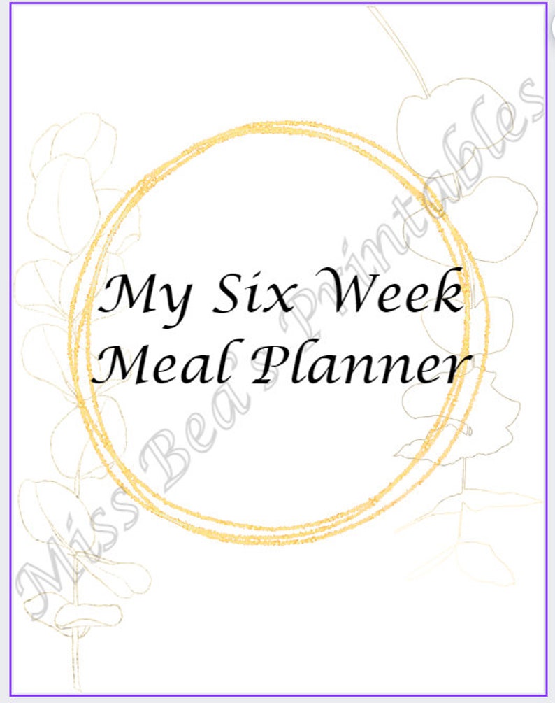 Six Week Meal Planner With Pages for Recipes - Etsy