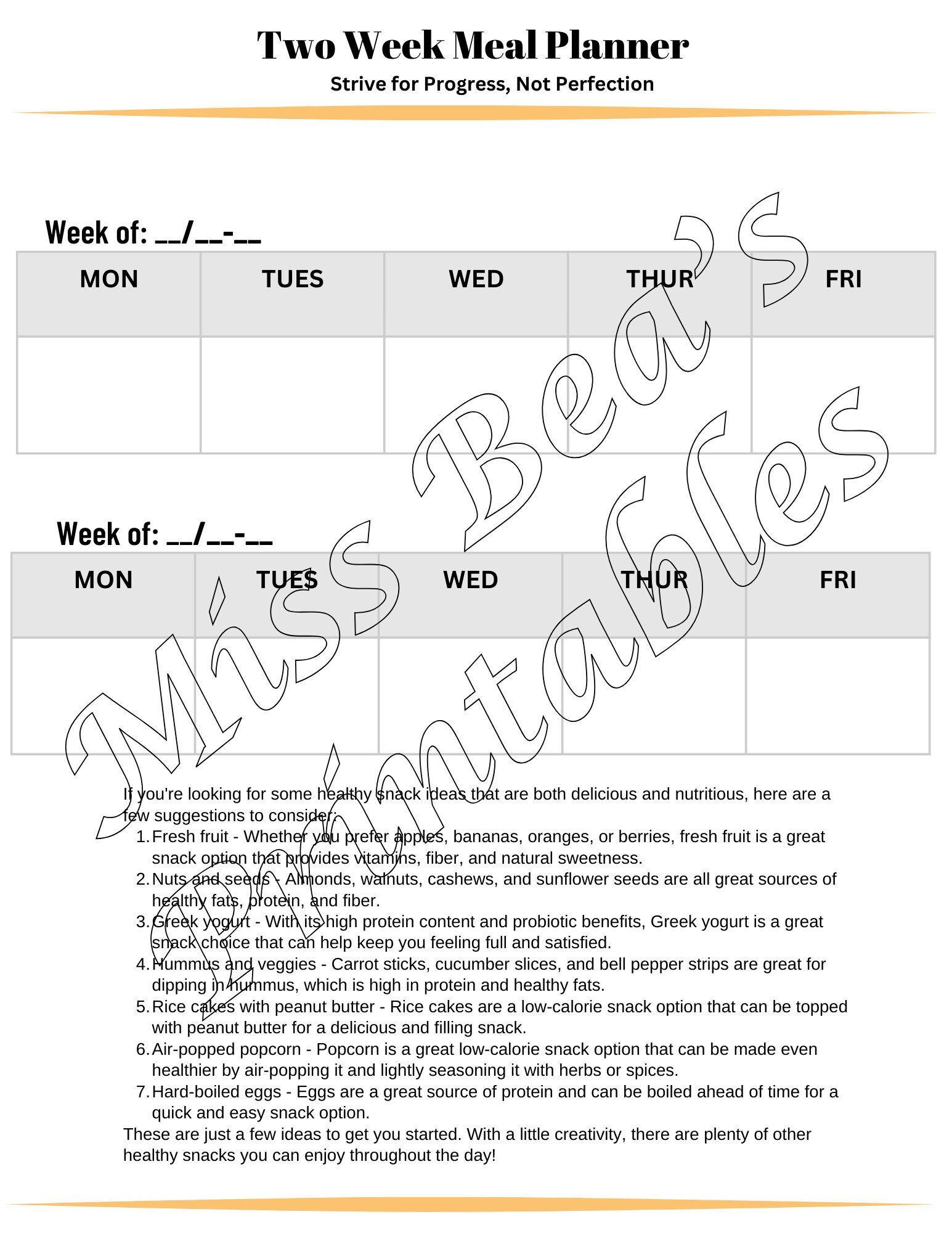 Two Week Meal Planner - Etsy
