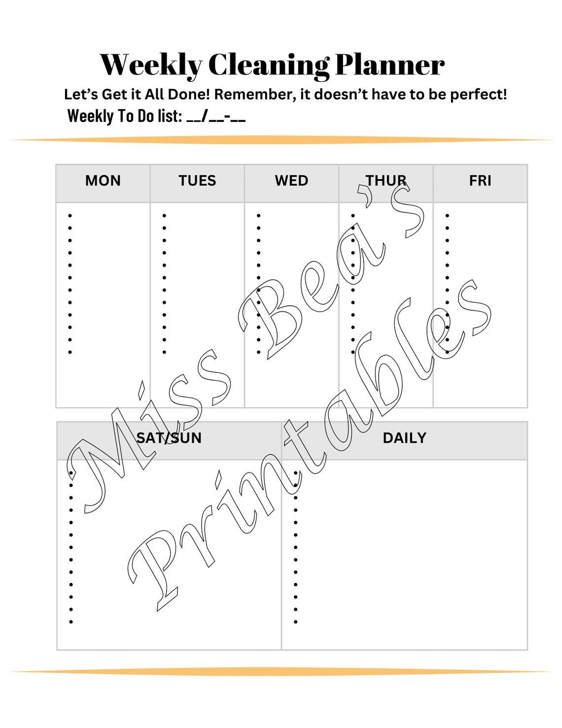 Weekly Cleaning Planner - Etsy