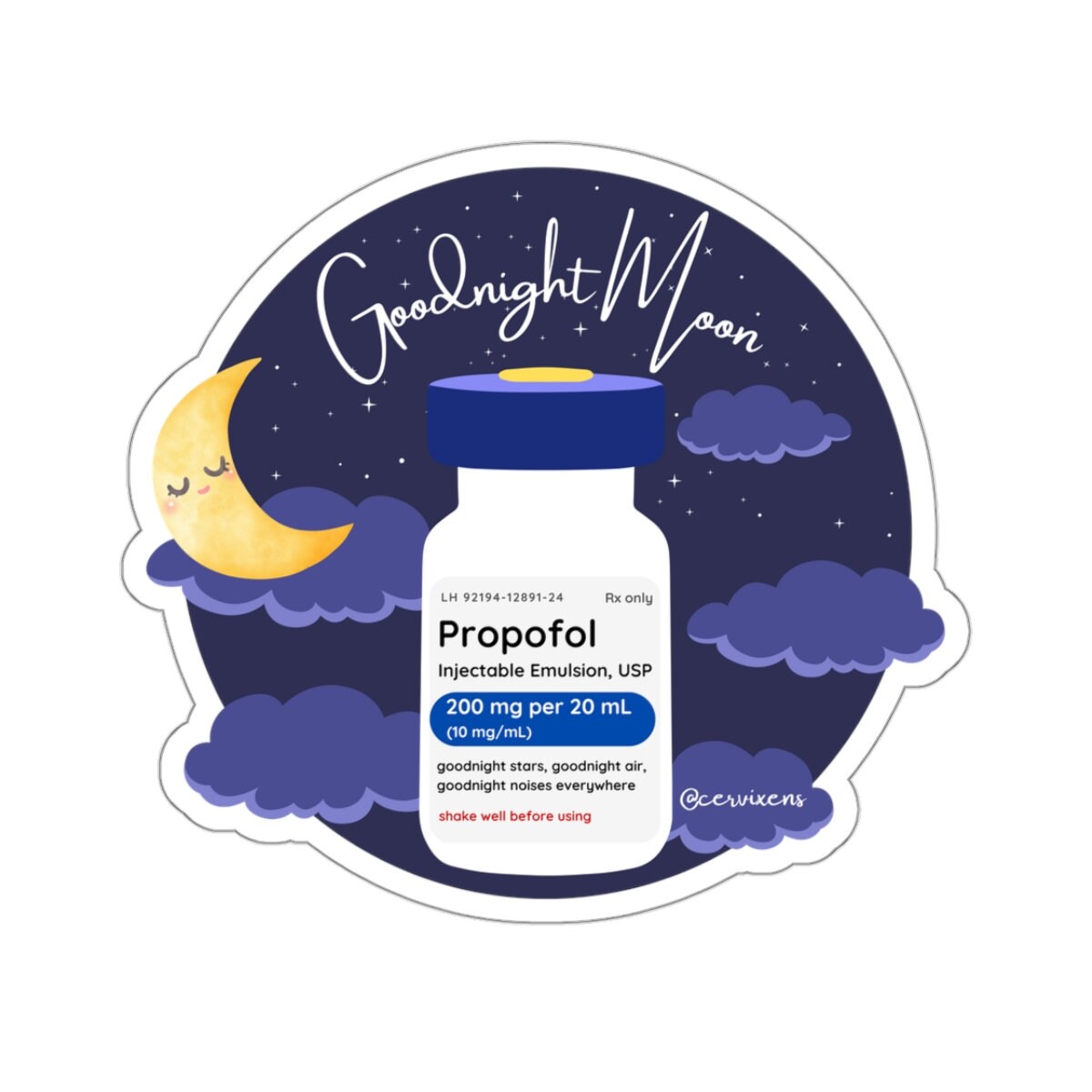 Goodnight Moon Propofol Anesthesia Induction sticker - Etsy