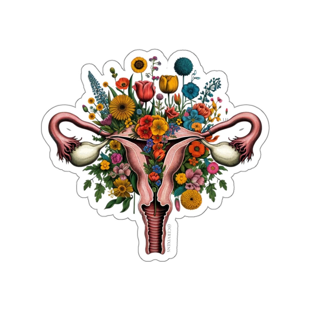 Floral Uterus sticker - Etsy