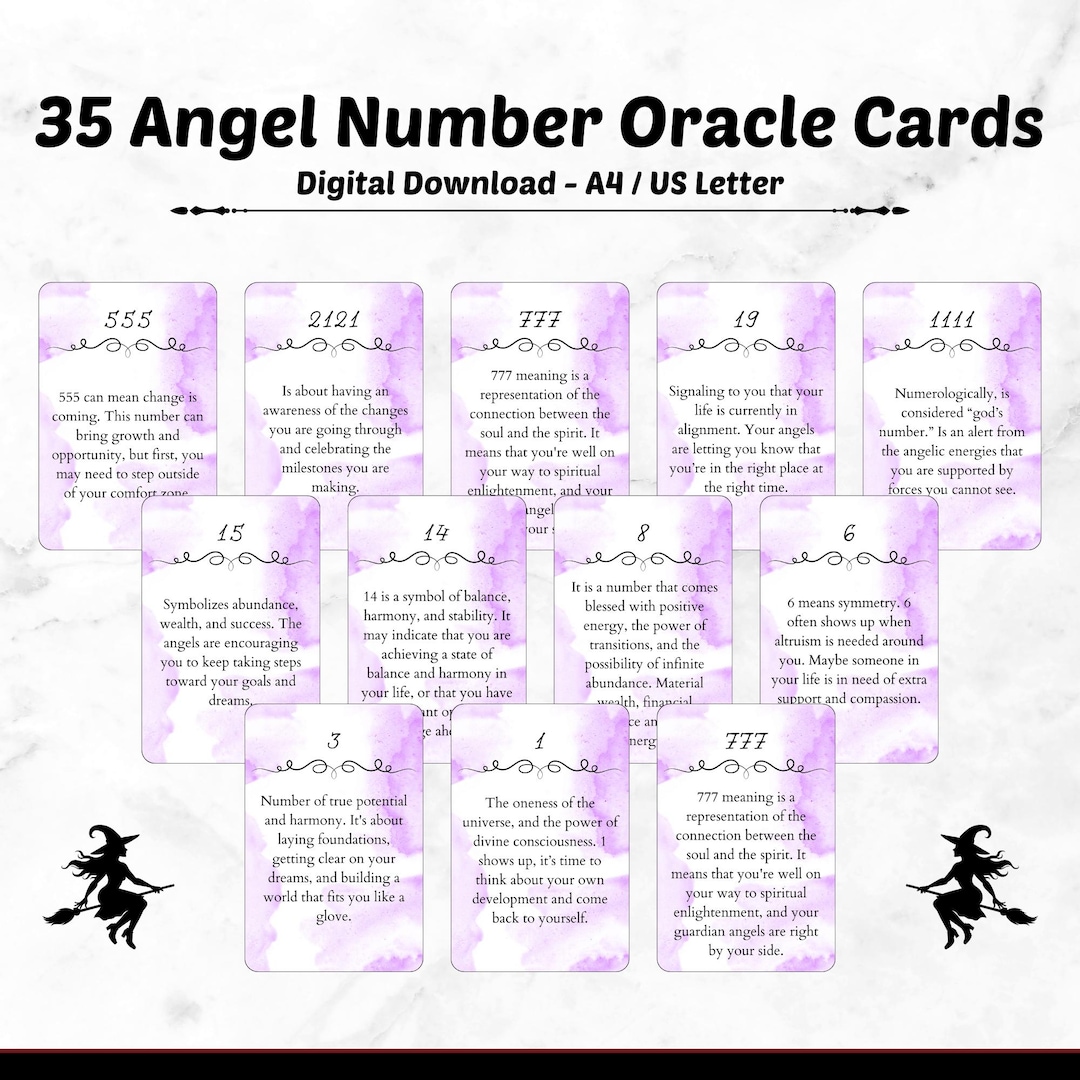 Angel Numbers Oracle Cards | Angel Numbers | Digital Oracle Cards | Printable Oracle Deck ...