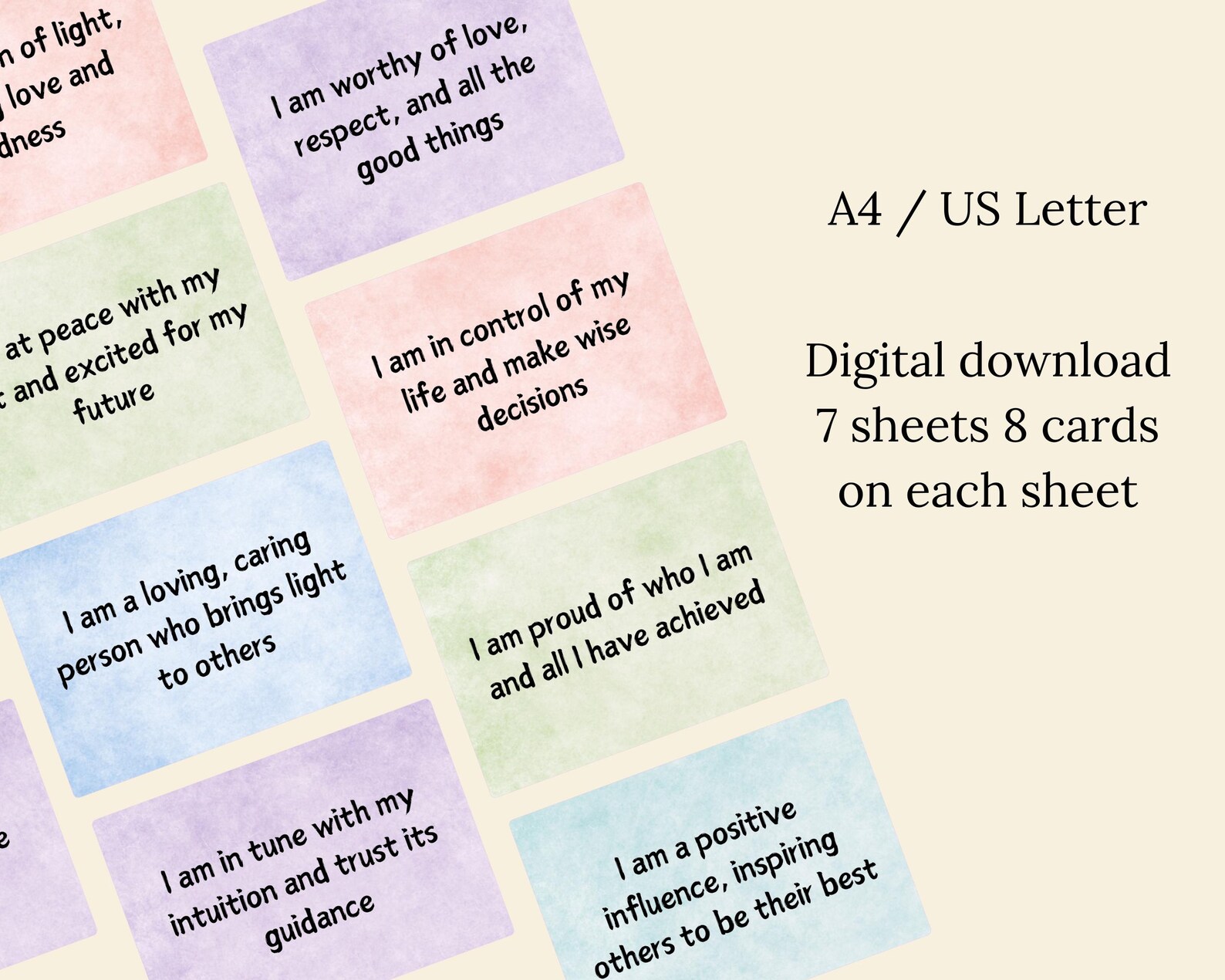 I Am Affirmation Cards Digital Afiirmation Cards Affirmations Printable ...