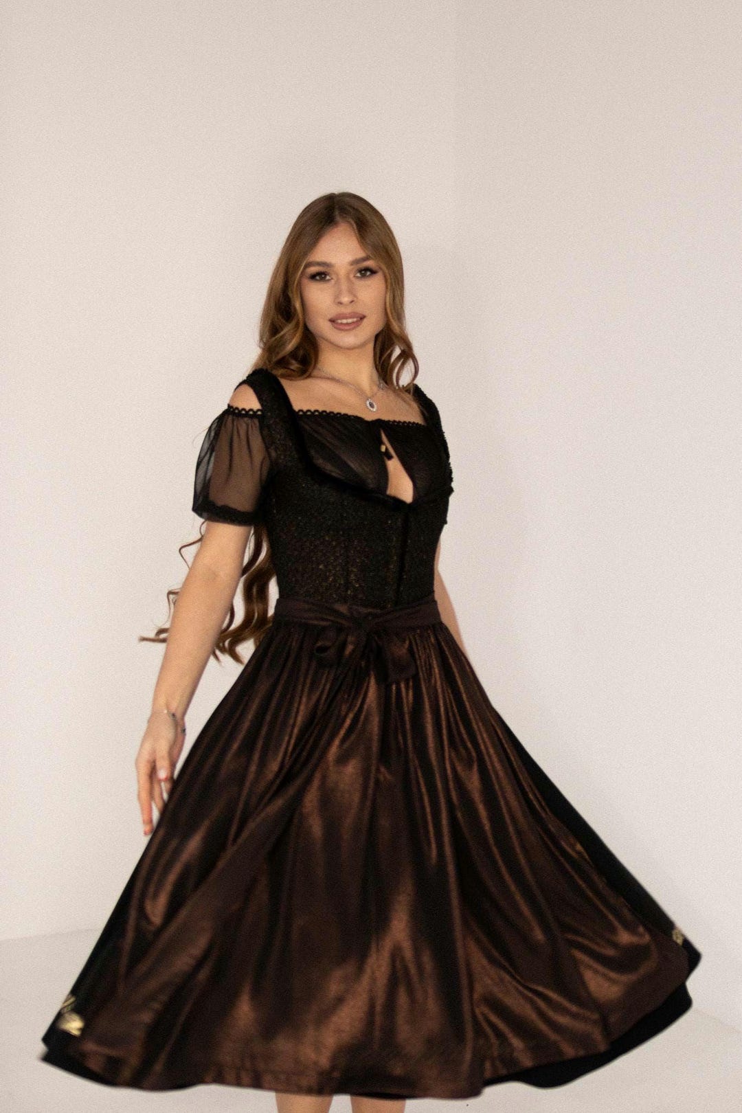 Luxury Wool Dirndl Victoria Royale Tweed Black Bavarian Dress With ...