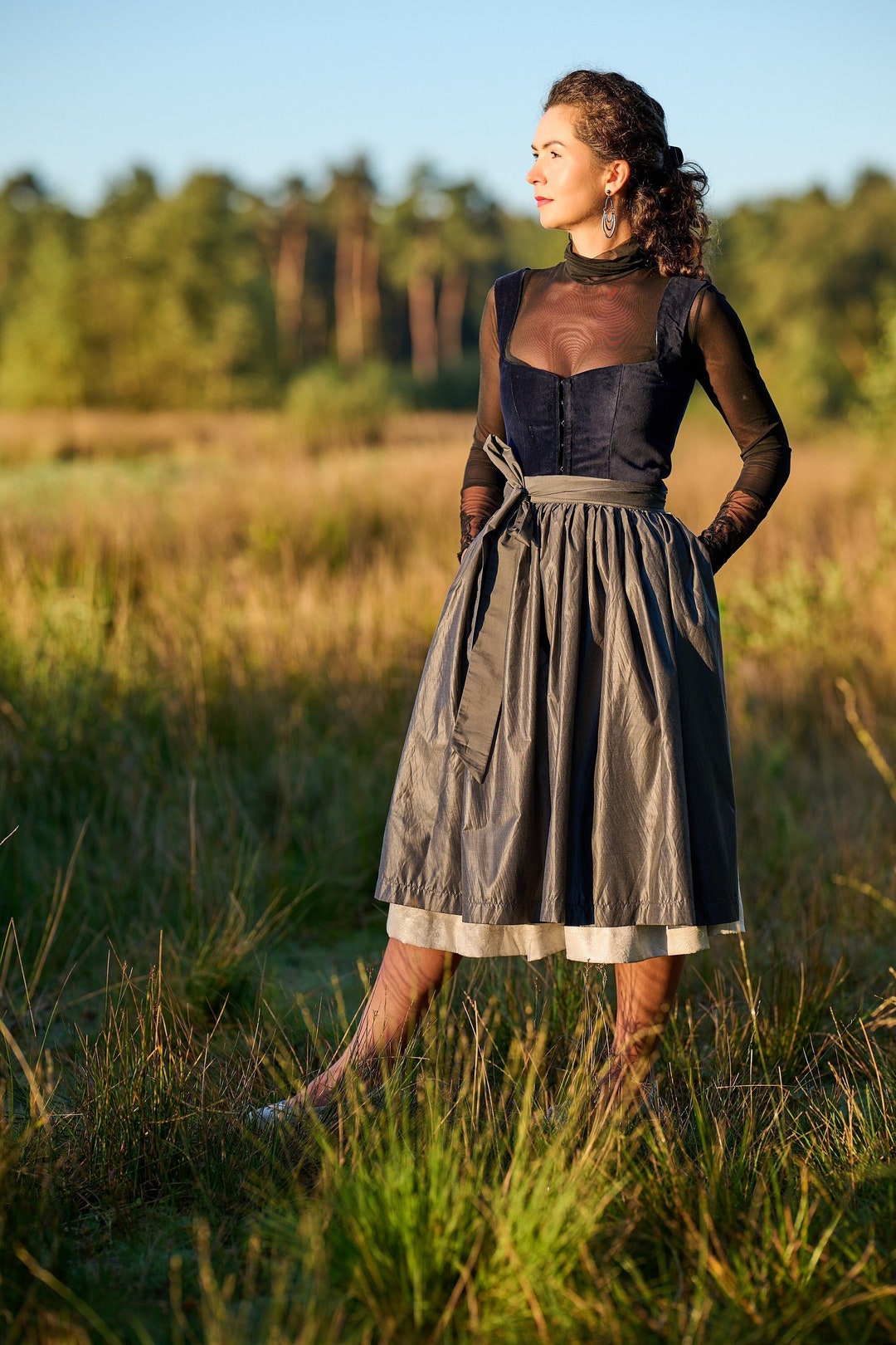Dark Grey Dirndl Apron Striped Oktoberfest Trachten Apron - Etsy
