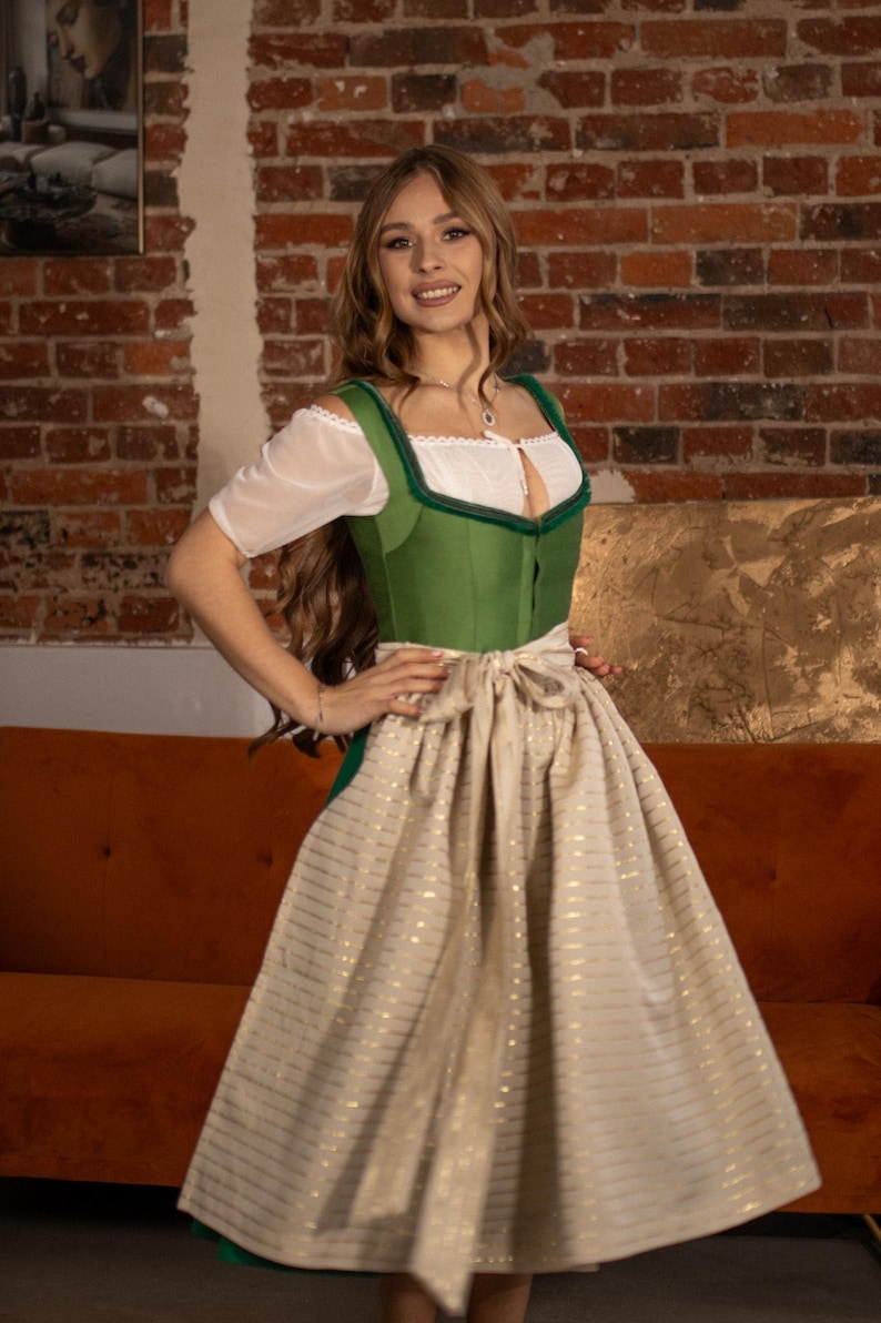 2 Colors Organza Dirndl Apron Oktoberfest Trachten Beige Golden ...