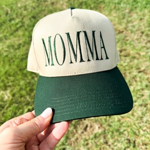Momma Embroidered Trucker Hat, Green and Khaki Snapback Hat - Etsy
