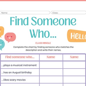Find Someone Who: Ice Breaker Game / Activity great for Back-to-school ...