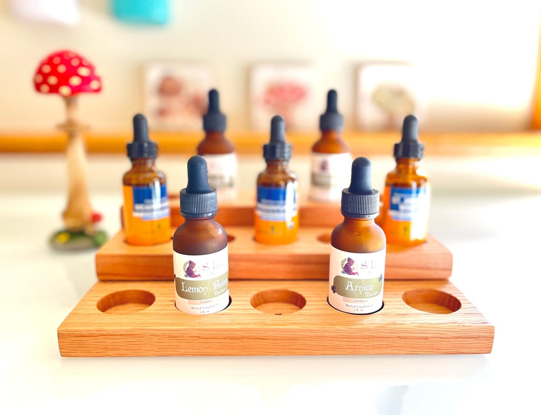 1 Oz Tincture Bottle, 3-tiered Organizer, 15-holes, Red Oak Wood ...