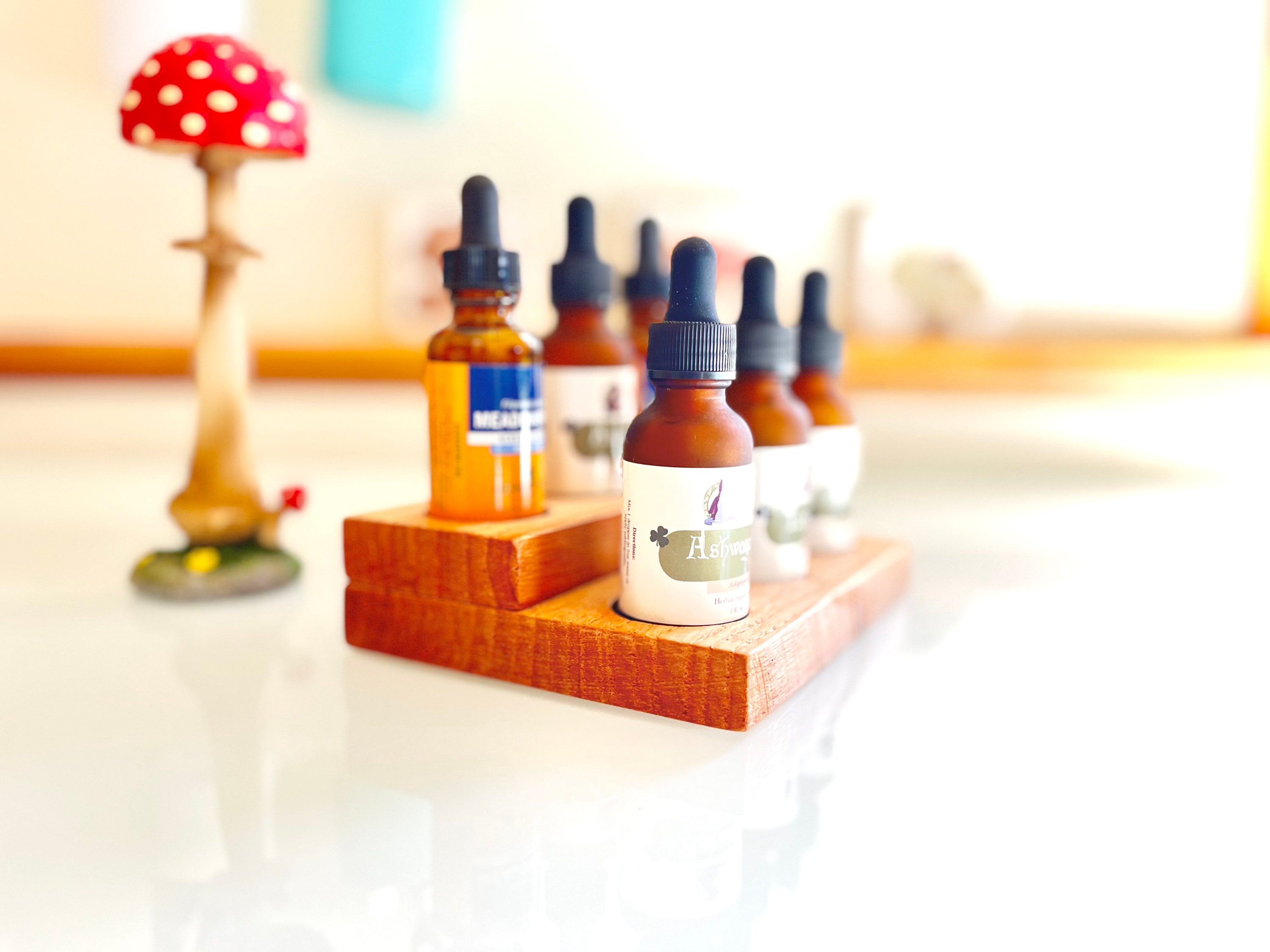 1 Oz Tincture Bottle, 2-tiered Organizer, 6-holes, Red Oak Wood, Herbal ...