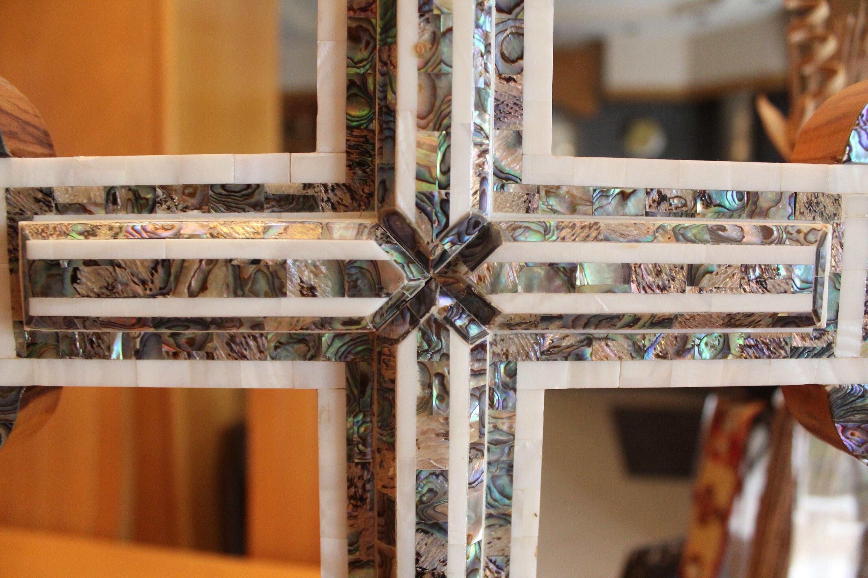 Mother of Pearl Cross With Stand One of a Kind Masterpiece - Etsy