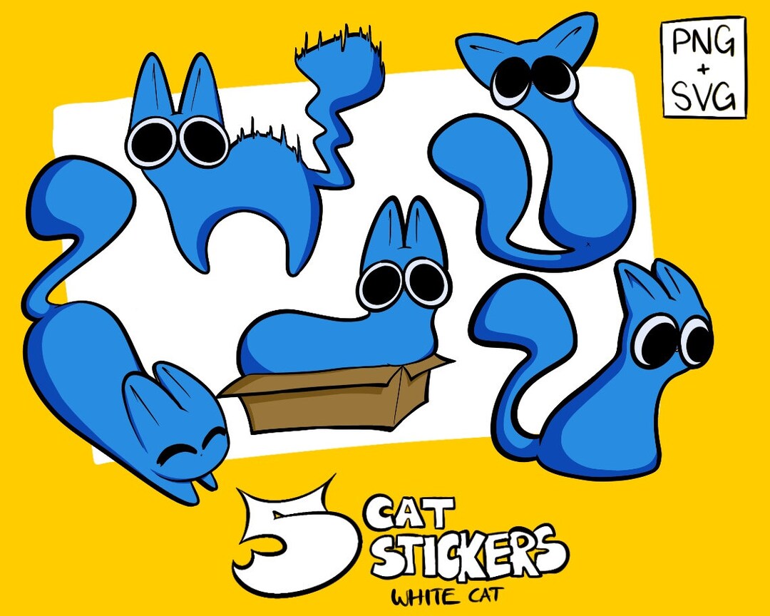 Fun and Cute Hand-drawn Blue Cat Stickers | Downloadable PNG/SVG - Etsy