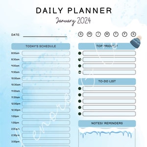 Printable January 2024 Daily Planner Instant Download - Etsy