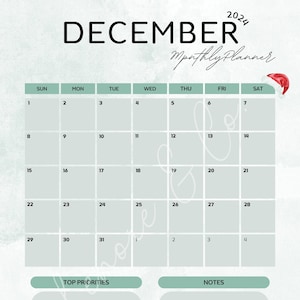 December 2024 Monthly Planner Instant Download - Etsy