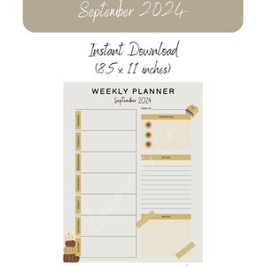 September 2024 Weekly Planner Instant Download - Etsy