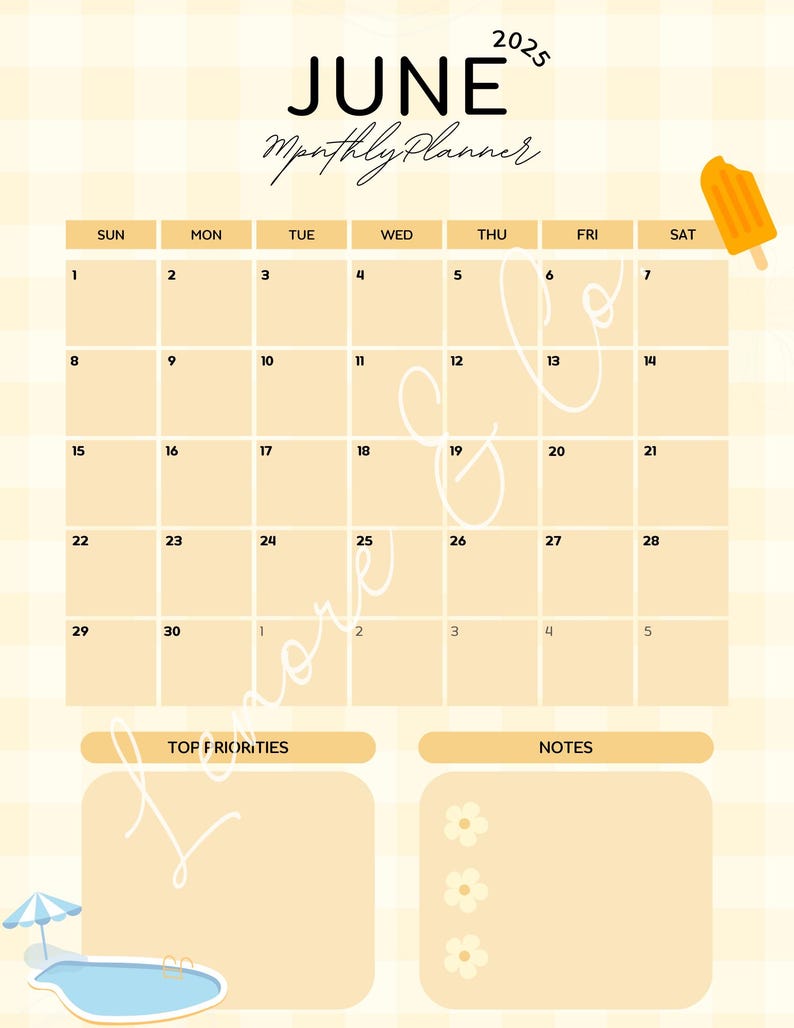 June 2025 Monthly Planner| Instant Download - Etsy